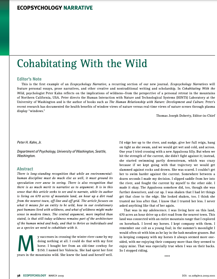 Cohabitating With the Wild | Nature and Health